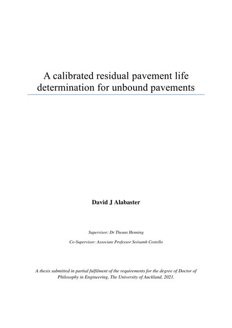 Pdf A Calibrated Residual Pavement Life Determination For Unbound