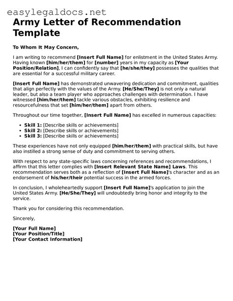 Free Army Letter Of Recommendation Forms — Download Pdf Template