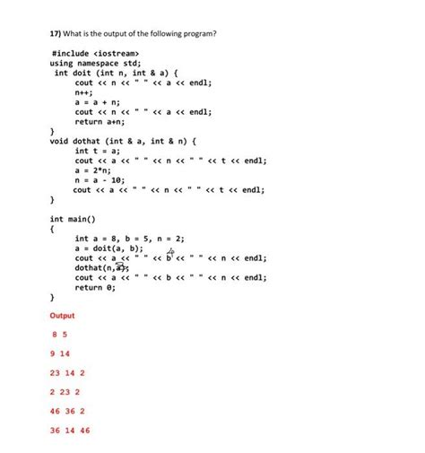 solved 17 what is the output of the following program