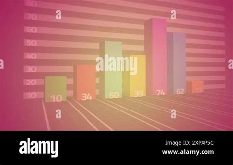 Colorful Bar Chart With Numerical Data Animation Over Pink Gradient
