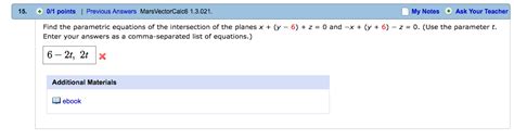 solved find the parametric equations of the intersection of