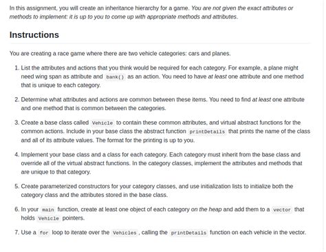 Solved In This Assignment You Will Create An Inheritance