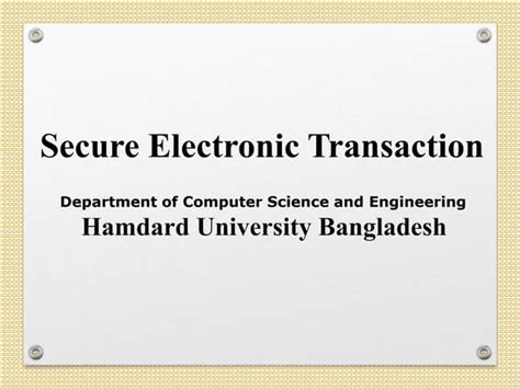 Secure Electronic Transaction Pptx Credit Cards Personal Debt