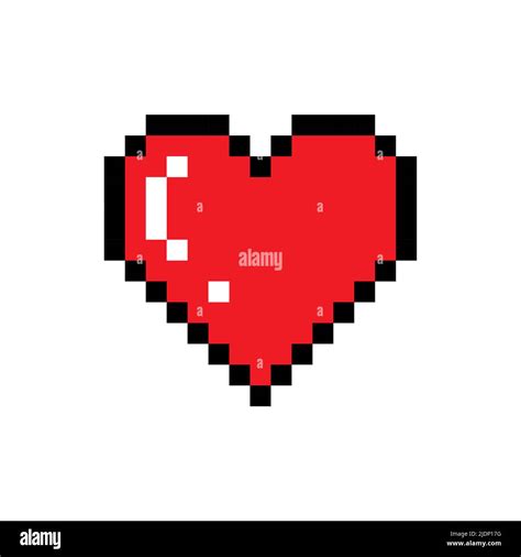 Pixel heart vector icon. Game pixel cartoon red love arcade symbol illustration, heart design ...
