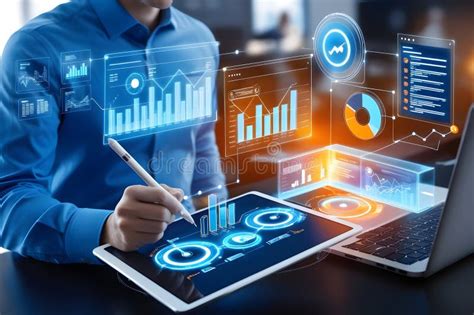 An Analyst Uses A Computer And Dashboard For Data Business Analysis And