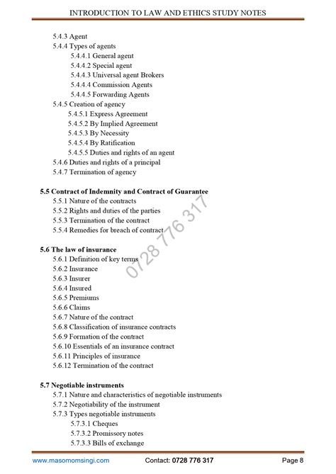 Introduction To Law And Ethics Kasneb Notes Masomo Msingi Publishers