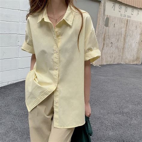 당일출고 아련 여름 반팔셔츠 남방 레이어드 루즈핏 오버핏 빅사이즈 화이트 핑크 셔츠 앙또드