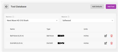 Tool Database Easycarve