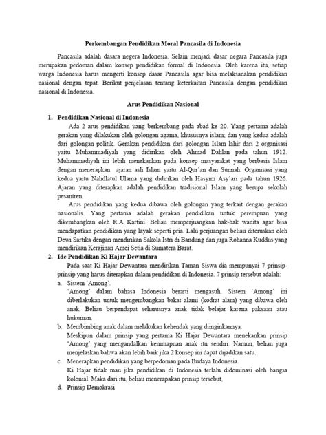 Perkembangan Pendidikan Moral Pancasila Di Indonesia Pdf