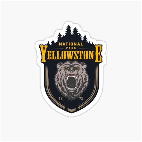 National Park Yellowstone Grizzly Bear Sticker For Sale By