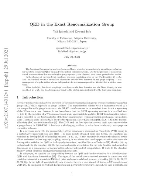 Pdf Qed In The Exact Renormalization Group