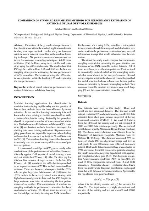 Pdf Comparison Of Standard Resampling Methods For Performance