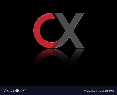 Stylized lowercase letters c and x in red Vector Image