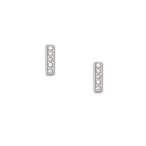 Sterling Silver Platinum Diamond Bar Earrings J H Breakell And Co