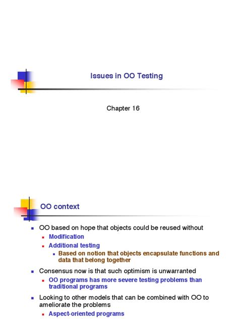 Issues In Oo Testing Pdf Object Oriented Programming Models Of