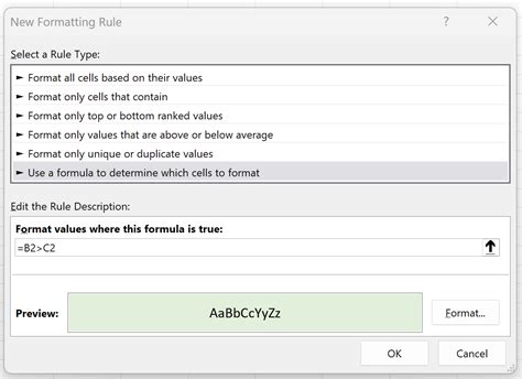 Excel Highlight Cell If Greater Than Another Cell