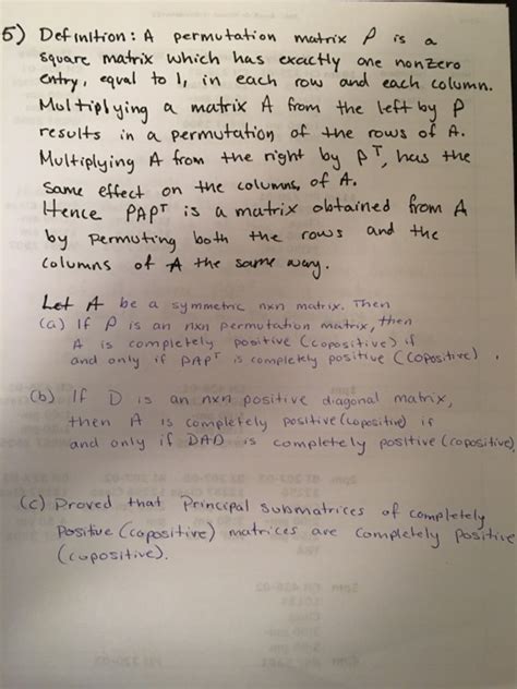 Solved A Permutation Matrix P Is A Square Matrix Which Has