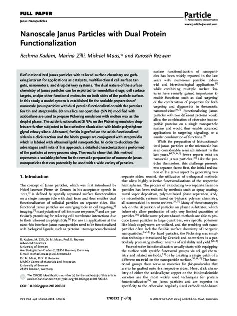 Pdf Nanoscale Janus Particles With Dual Protein Functionalization