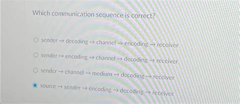 Solved Which Communication Sequence Is Correctsender →