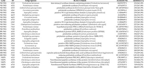 Pks And Nrps Identified With The Degenerate Primers Blastx Matches Download Scientific Diagram
