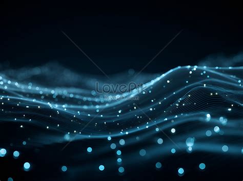 초록 파란색 물결 데이터 흐름 기술 배경