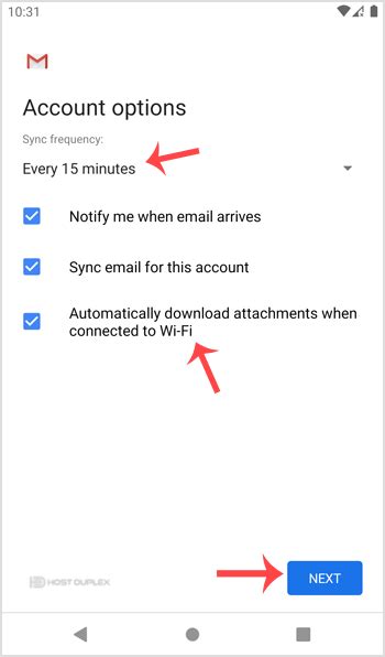 how to add a cpanel email account to an android mobile host duplex