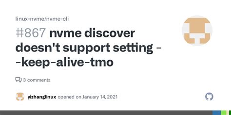 nvme discover doesn t support setting keep alive tmo · issue 867