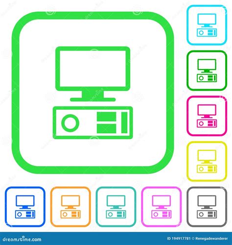 Old Personal Computer Vivid Colored Flat Icons Stock Vector Illustration Of Hardware Borders