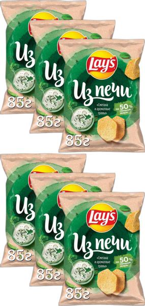 Чипсы картофельные Lay's Из печи сметана и ароматные травы 85 г в ...