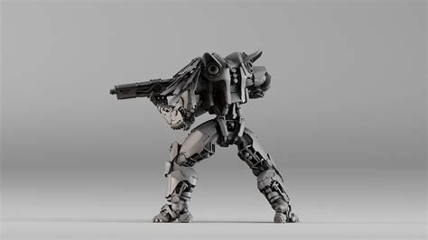 S00109 Heavy Armored Mech Warrior 3dp 3d Model By 3dfarm
