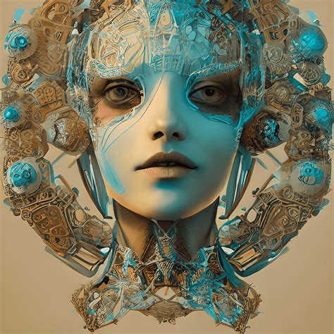 Beautiful Symmetrical Face Portrait Android Woman Time Machine