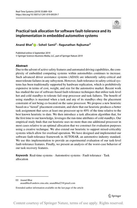 practical task allocation for software fault tolerance and its