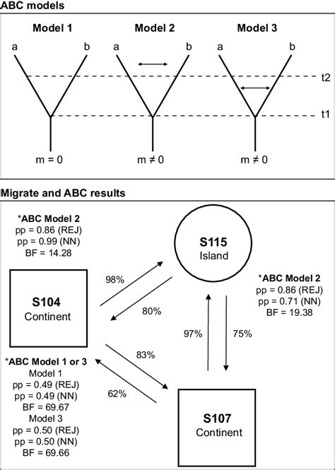 Pairwise Gene Flow Estimates Based On The Migrate N And Abc Analyses
