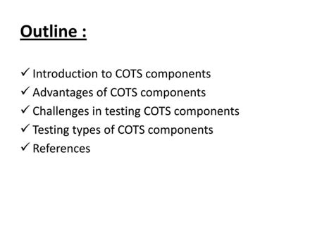 Off The Shelf Components Cots Pptx