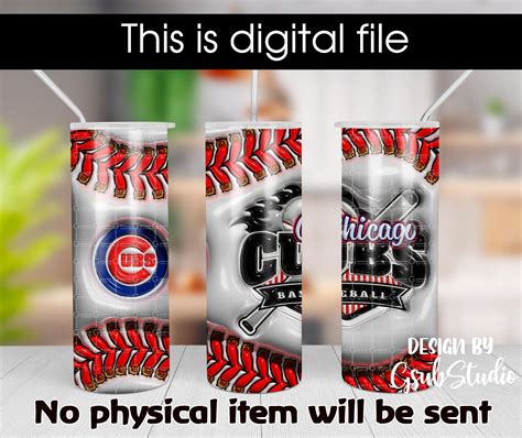 3d Inflated Chicago Cubs Baseball 20oz Tumbler Wrap Png