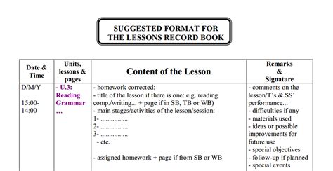 Lessons Record Book Teachingutopians