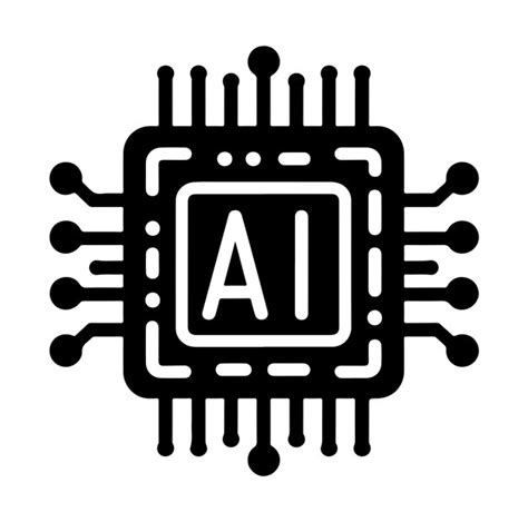 Artificial Intelligence Ai Processor Chip Icon Vector Silhouette Illustration Premium Ai