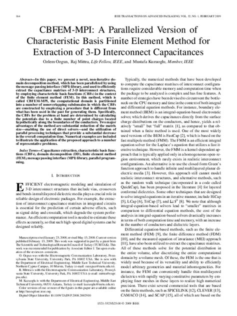 Pdf Cbfem Mpi A Parallelized Version Of Characteristic Basis Finite Element Method For