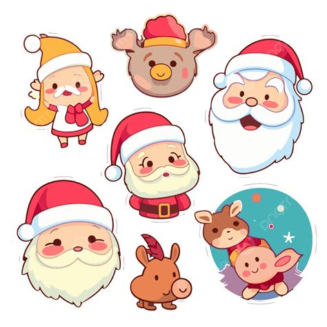 산타 클로스의 스티커 세트 일러스트 벡터 세트 일러스트 스티커 일러스트 벡터 일러스트 Png 일러스트 및 벡터 에 대한 무료 다운로드 Pngtree