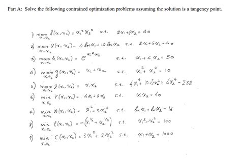 Part A Solve The Following Contrained Optimization
