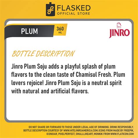 Jinro Chamisul Soju Plum 1 Case 360ml Flasked Liquor Store