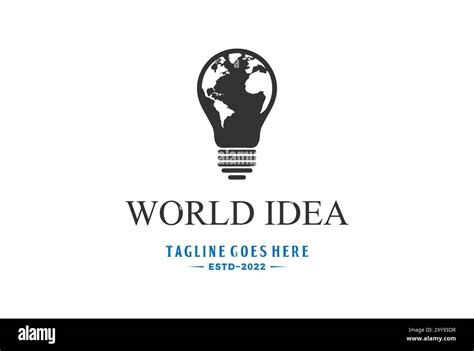 Vintage Light Electric Bulb World Globe Map For Environment Idea Innovation Logo Design Stock