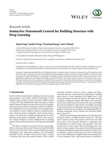PDF Semiactive Nonsmooth Control For Building Structure With Deep Learning