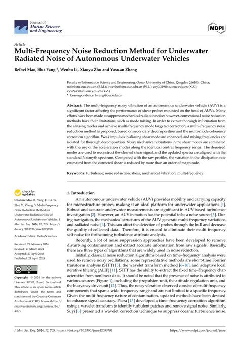 Pdf Multi Frequency Noise Reduction Method For Underwater Radiated Noise Of Autonomous