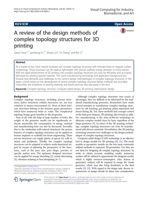 a review of the design methods of complex topology structures for 3d