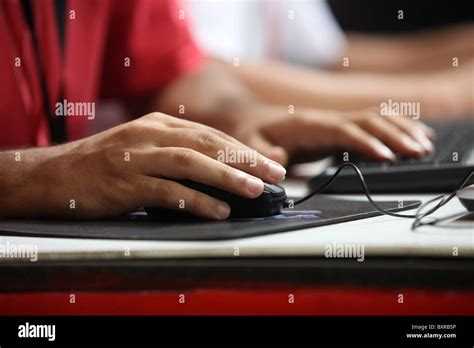 Man Using Keyboard And Mouse Stock Photo Alamy