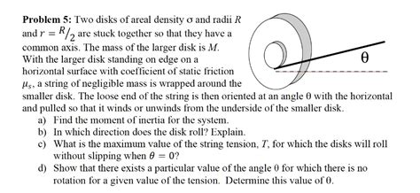 SOLVED Problem Two Disks Of Areal Density O And Radii R Common Axis The Mass Of The Larger