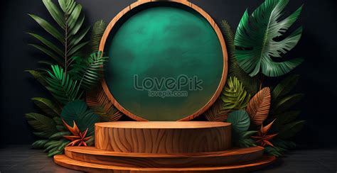 배경에 화려한 최고의 3d 아트 제품 공간 Sppresentation 상단의 나무 연단 모형 사진 무료 다운로드 Lovepik