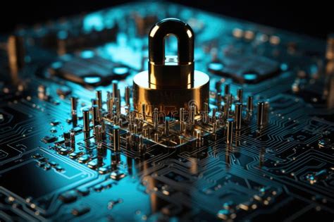 Security Lock Symbol On Computer Board Computer Security Stock