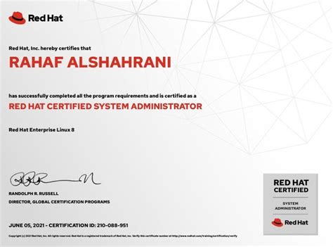 Redhatlinux Certifications Linuxadministrator Rahaf Alshahrani